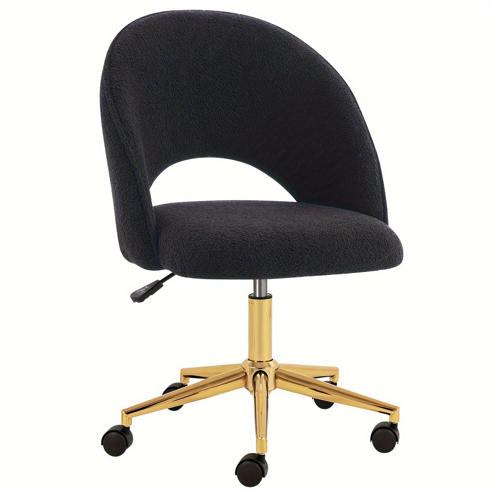 Armless Desk Chair Swivel Velvet Vanity Chair Gold Legs Cute - Temu