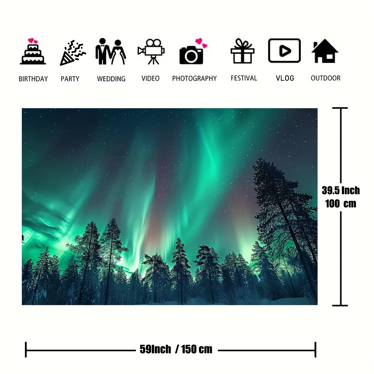 bedroom outer space northern lights forest background photo - Temu ...