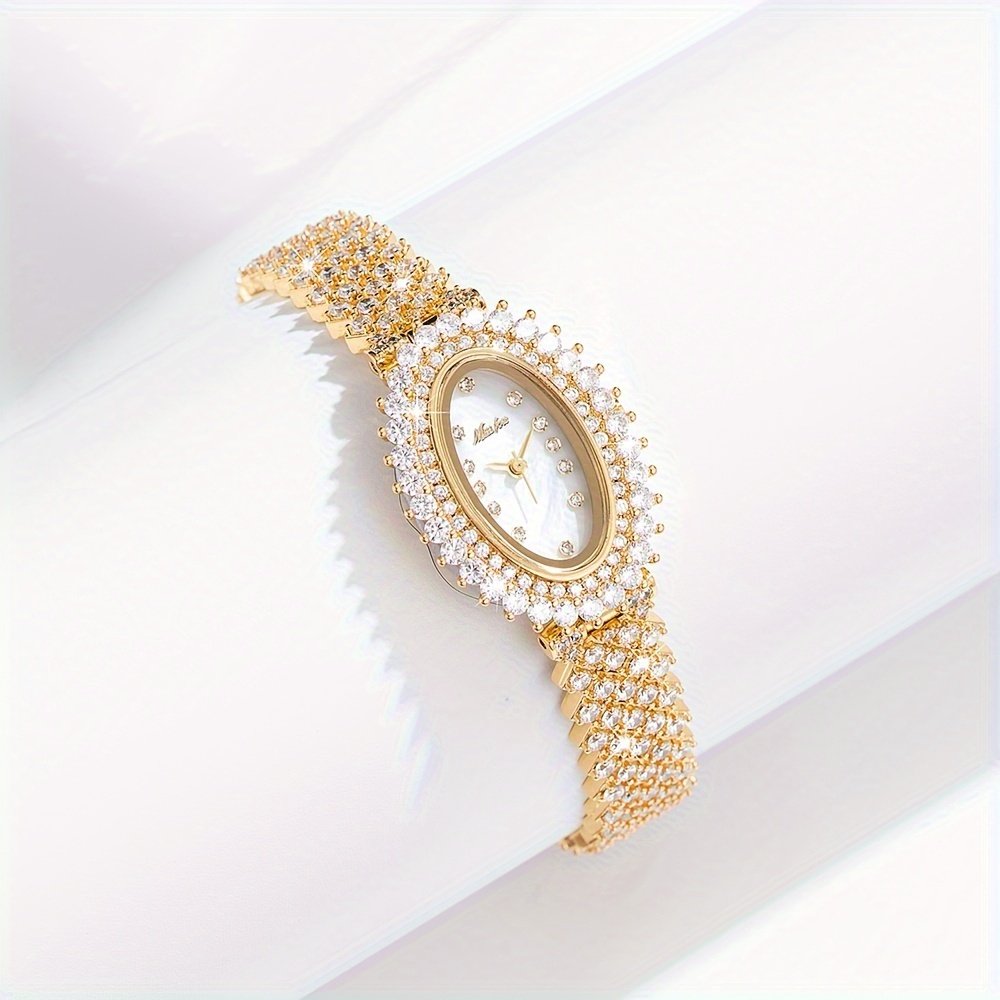 elegant oval zirconia quartz women's watch luxurious - Temu Portugal