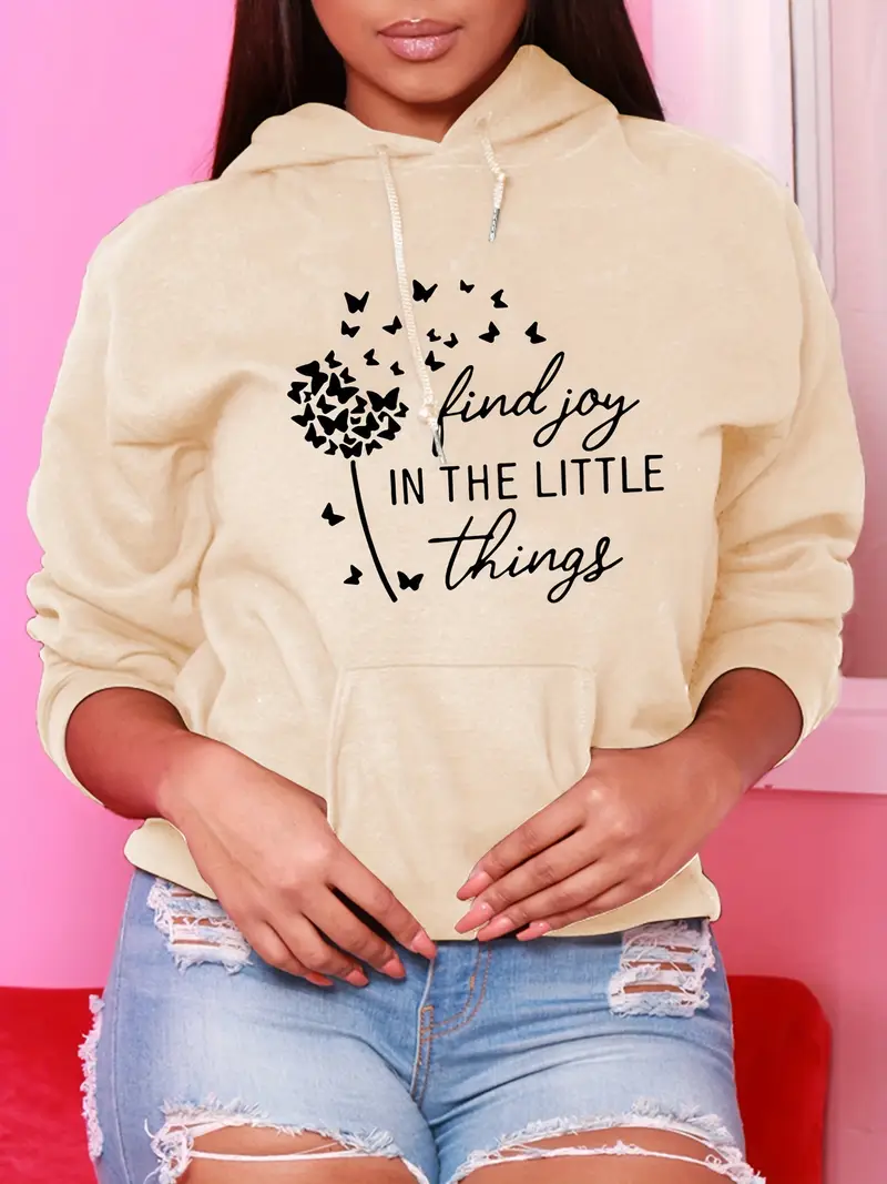 Dandelion Letter Print Hoodie Casual Drawstring Kangaroo Temu Australia