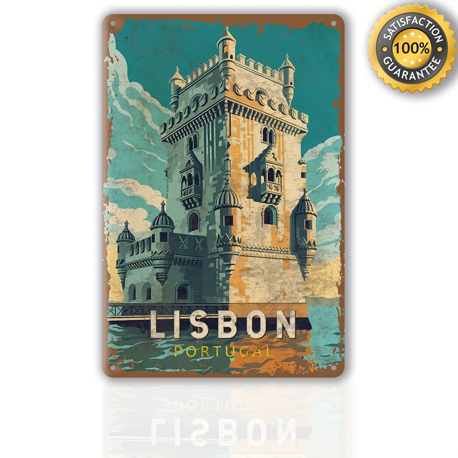 Vintage Lisbon Portugal Aluminum Sign - 12x8 Inch Decorative Plaque ...