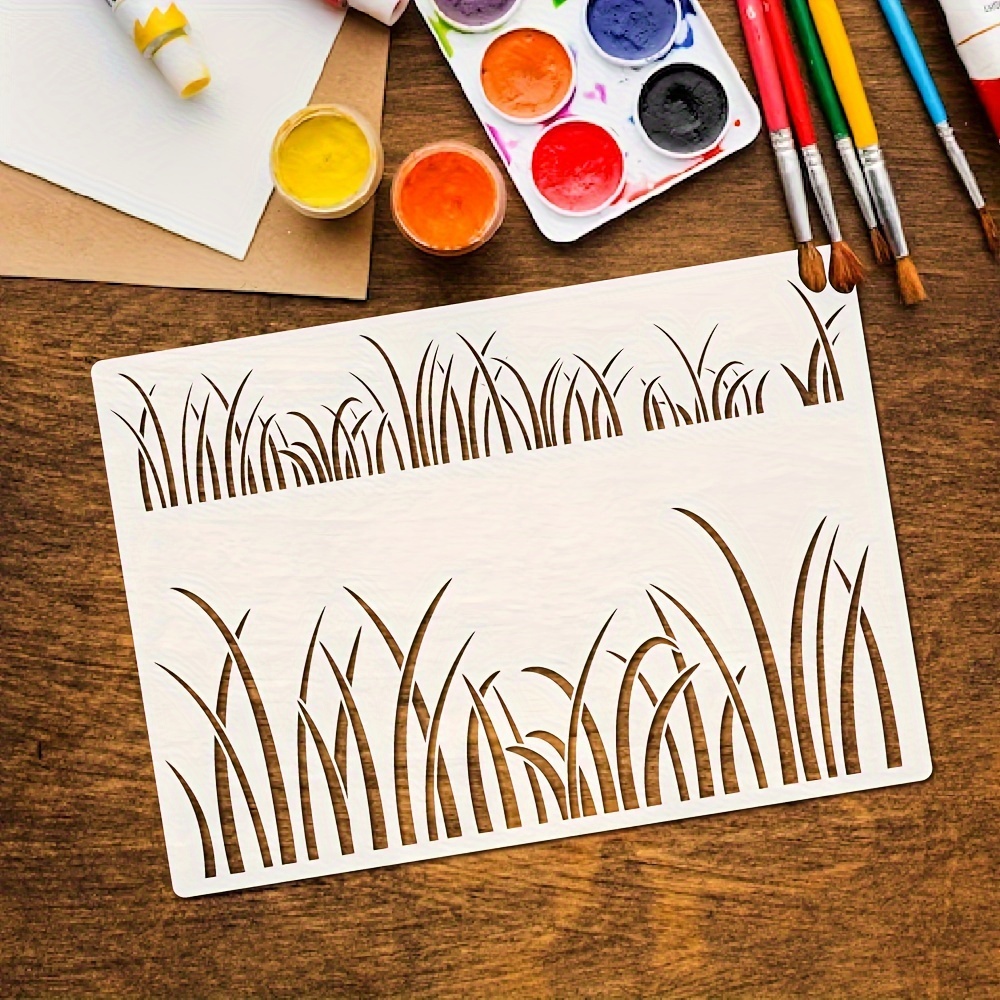 1pc grass stencils 11 7x8 3inch reusable blade grass stencils reed ...
