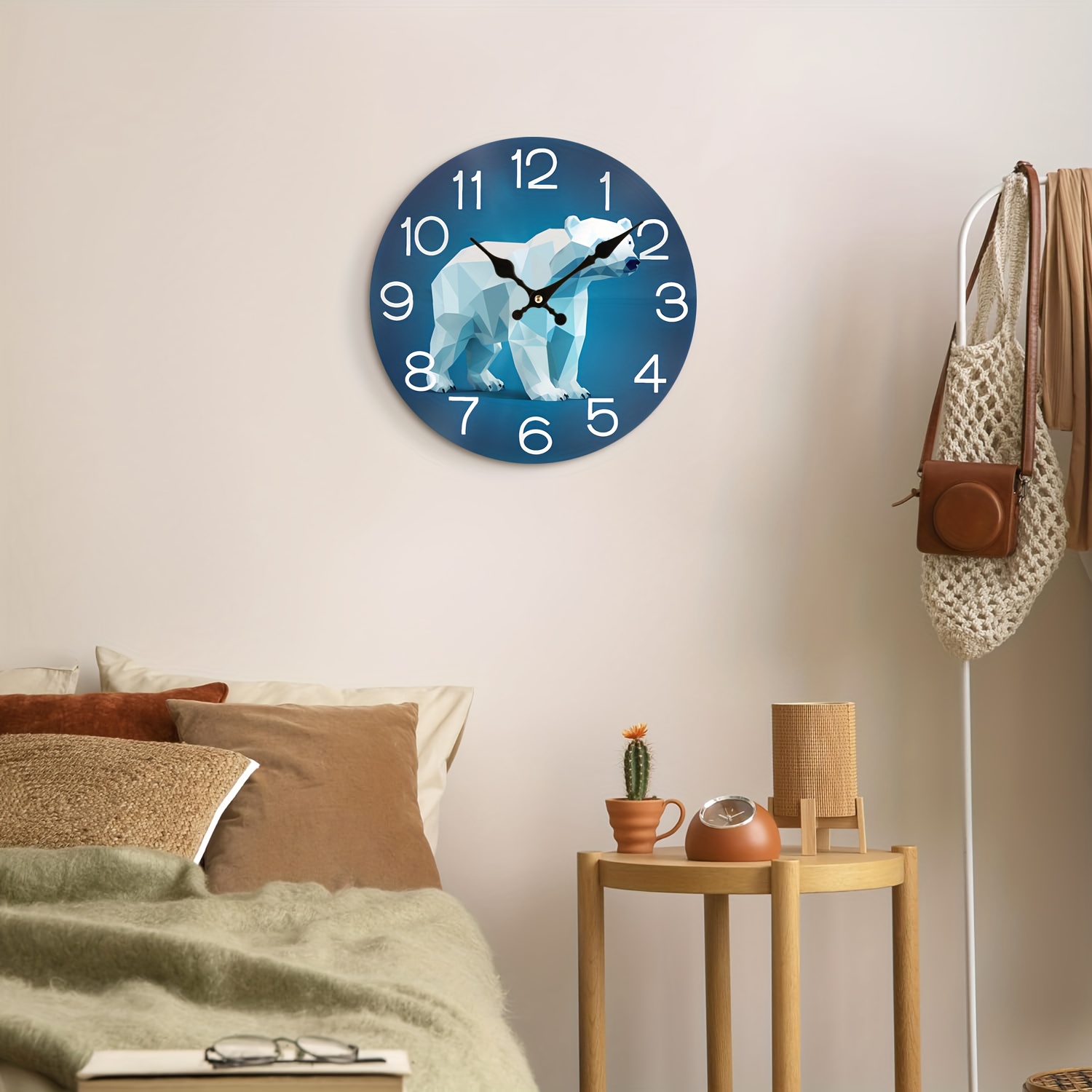 polar bear silent wooden wall clock battery operated round - Temu ...
