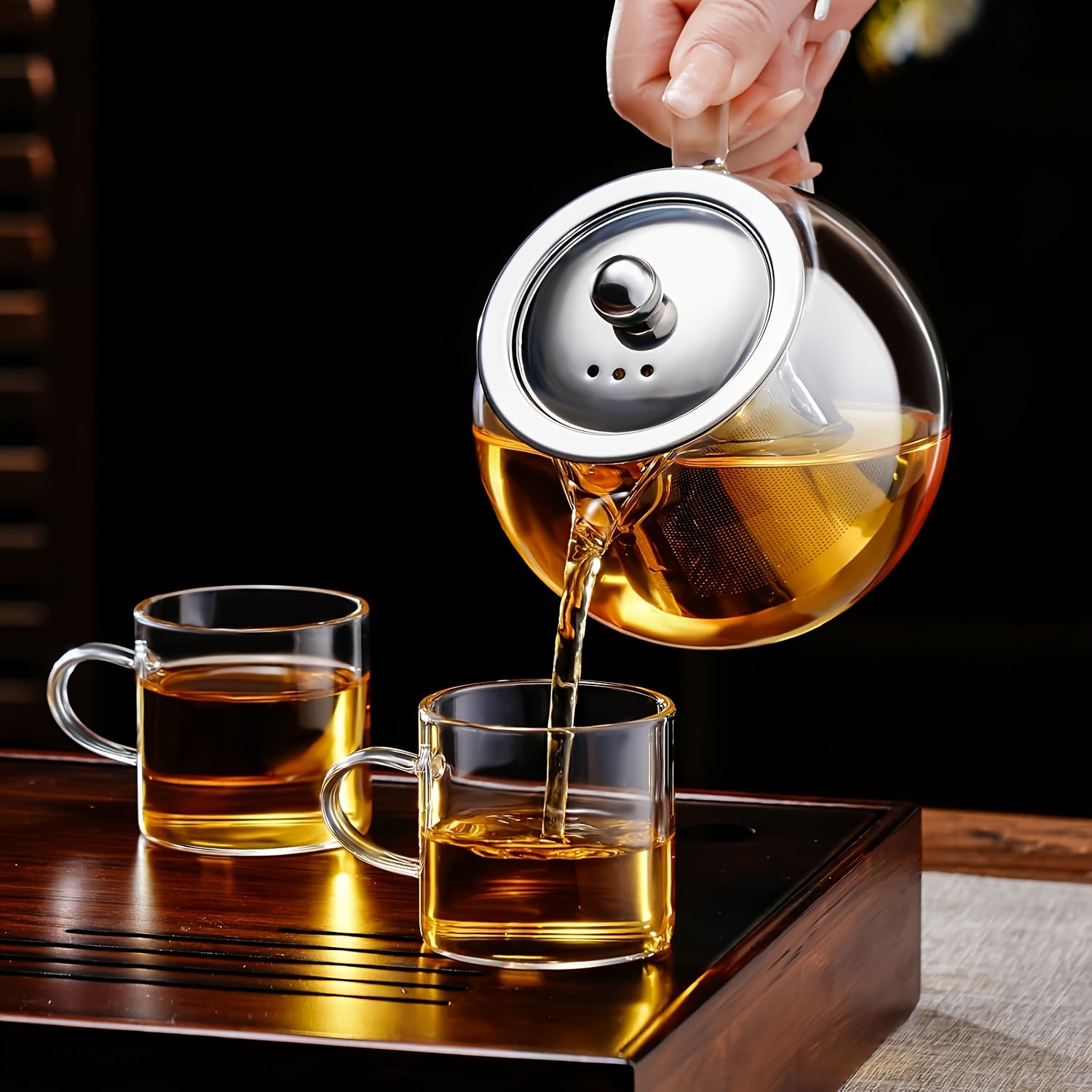 glass teapot with infuser sold on Temu United States