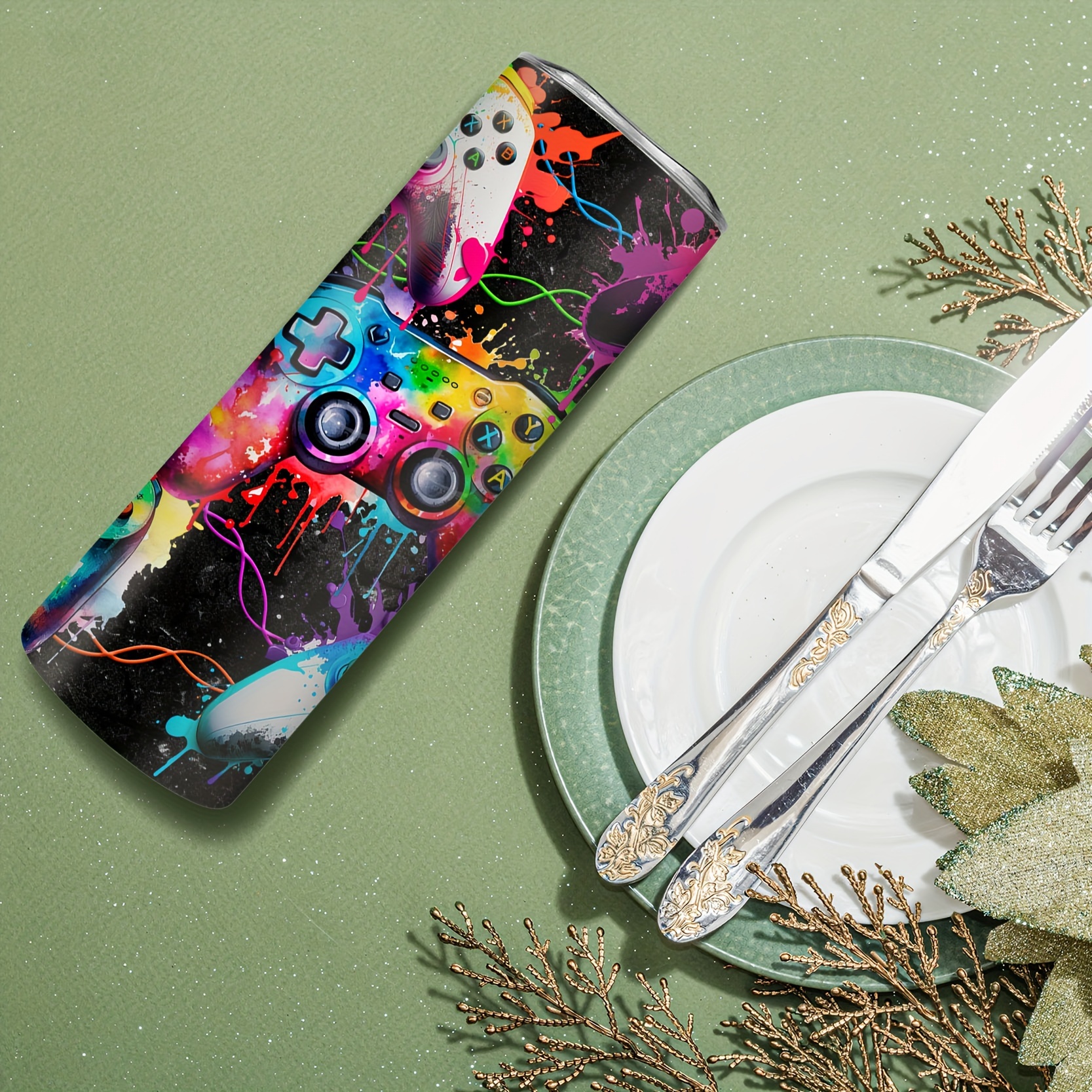 Colorful Gamepad Tumbler Lid Straw Stainless Steel Water - Temu Ireland