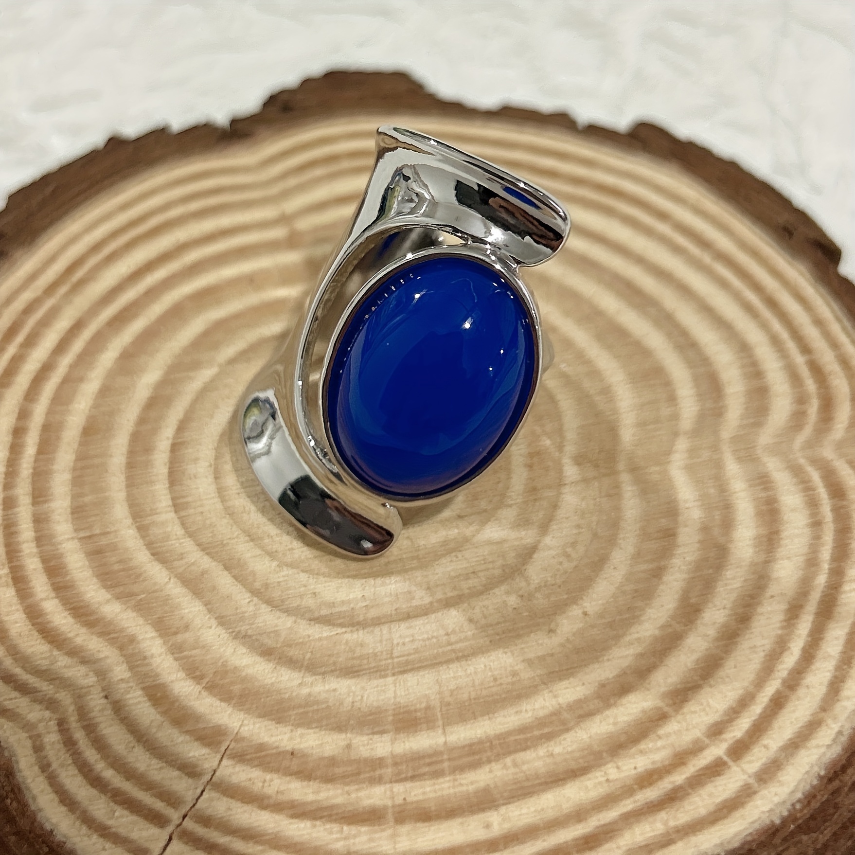 Boho Style Ring Silver Plated Inlaid Gemstone In Egg Shape - Temu ...