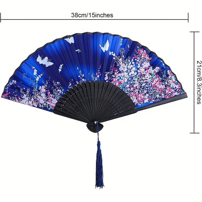 Floral Hand Fans Folding Bamboo Handheld Fans Tassel - Temu Australia