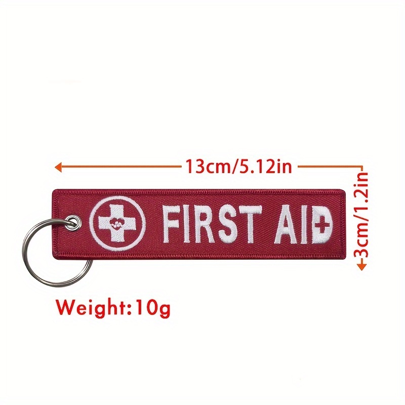 Sides Embroidery Red Cross Frame First Aid Tag Keychain - Temu