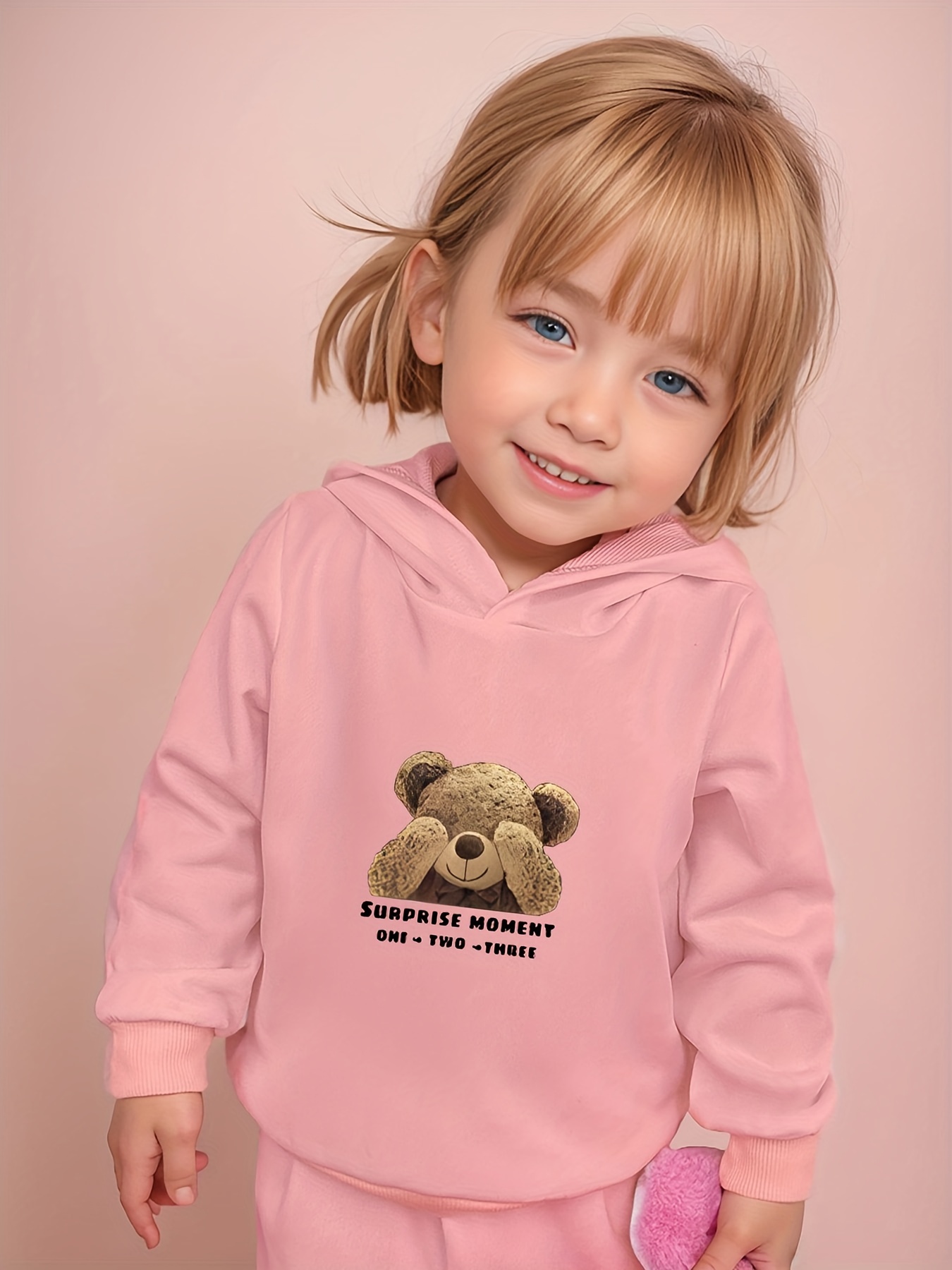 Baby Girl Fashion Hoodie Cartoon Bear Letter Print Long - Temu New Zealand