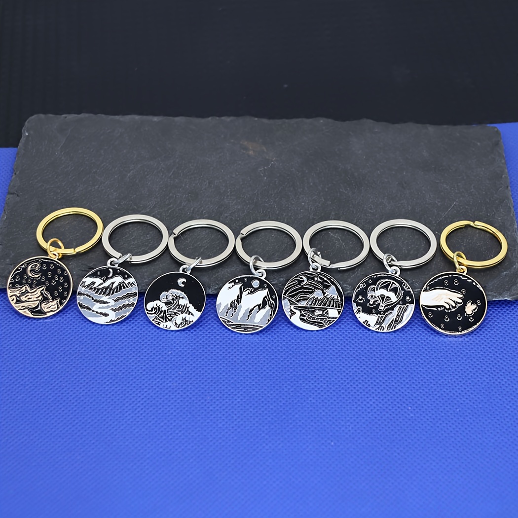 Moon Mountain Pattern Keychain Alloy Key Chain Ring Bag - Temu Canada