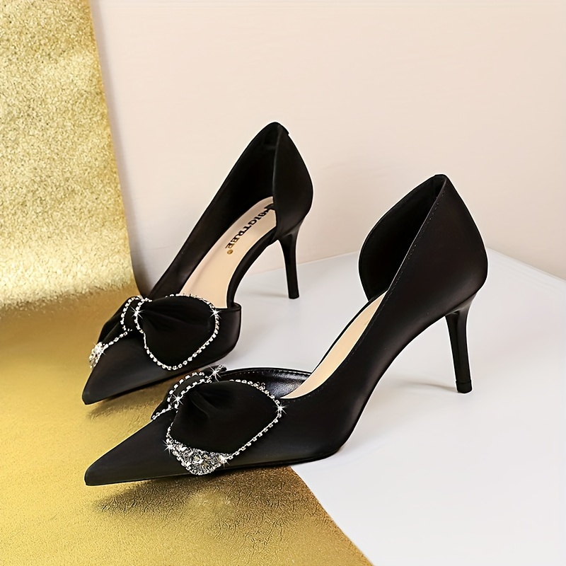Womens Bowknot Decor Stiletto Heels Elegant Point Toe Dress - Temu ...