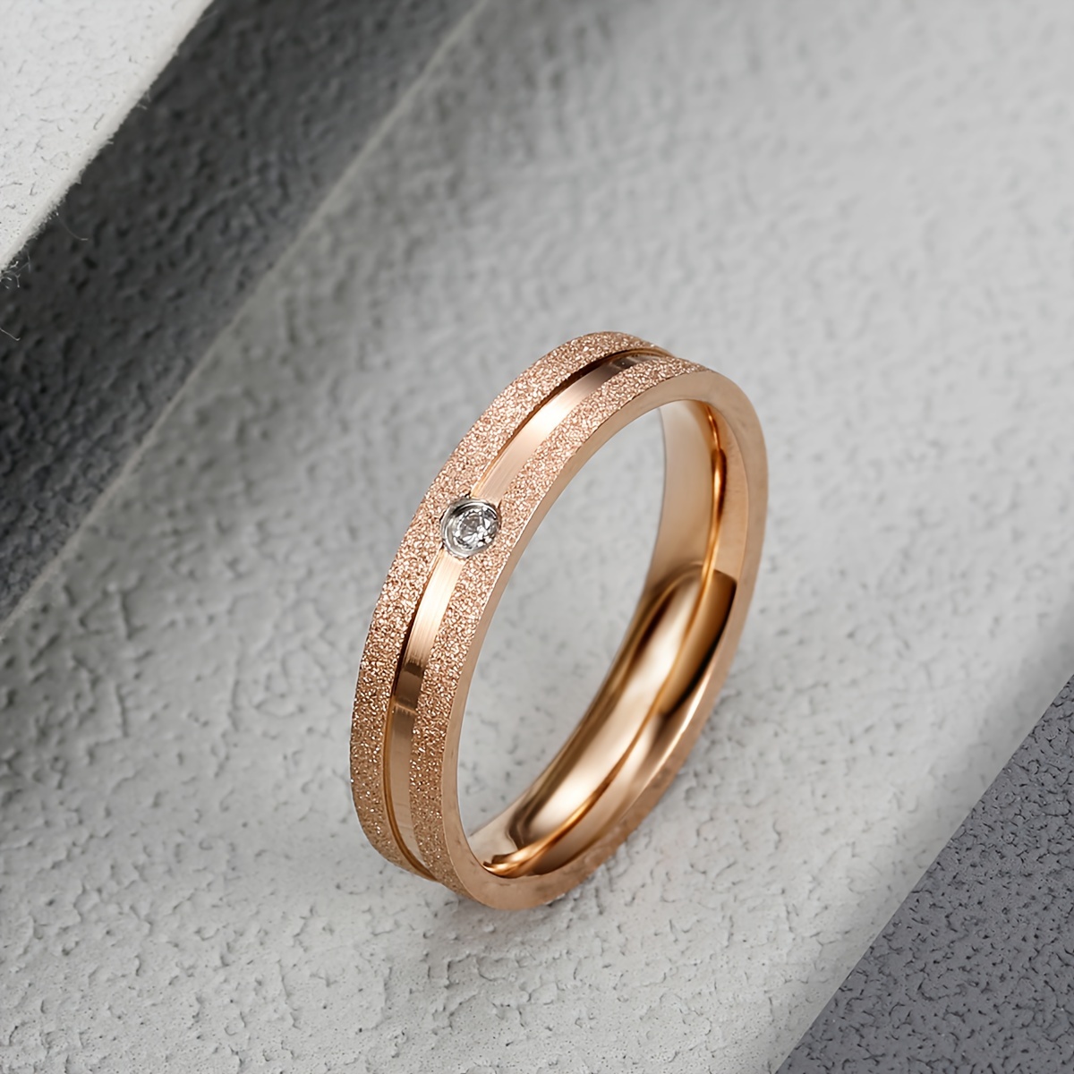 Fashion Minimalist Frosted Ring Inlaid Cubic Zirconia - Temu United Kingdom