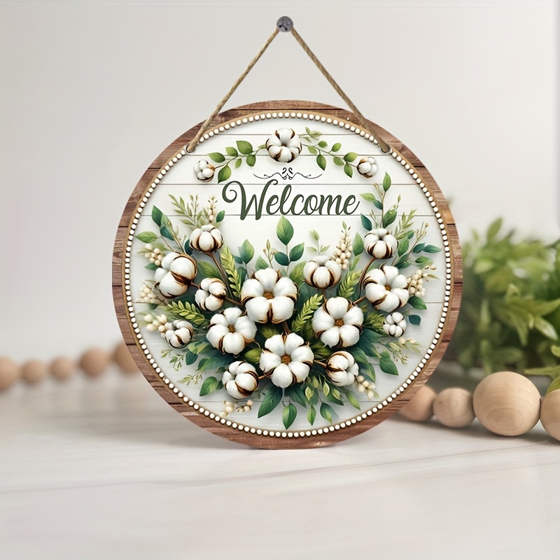 Wooden Hang Tag Welcome Cotton Floral Welcome Sign Room - Temu New Zealand