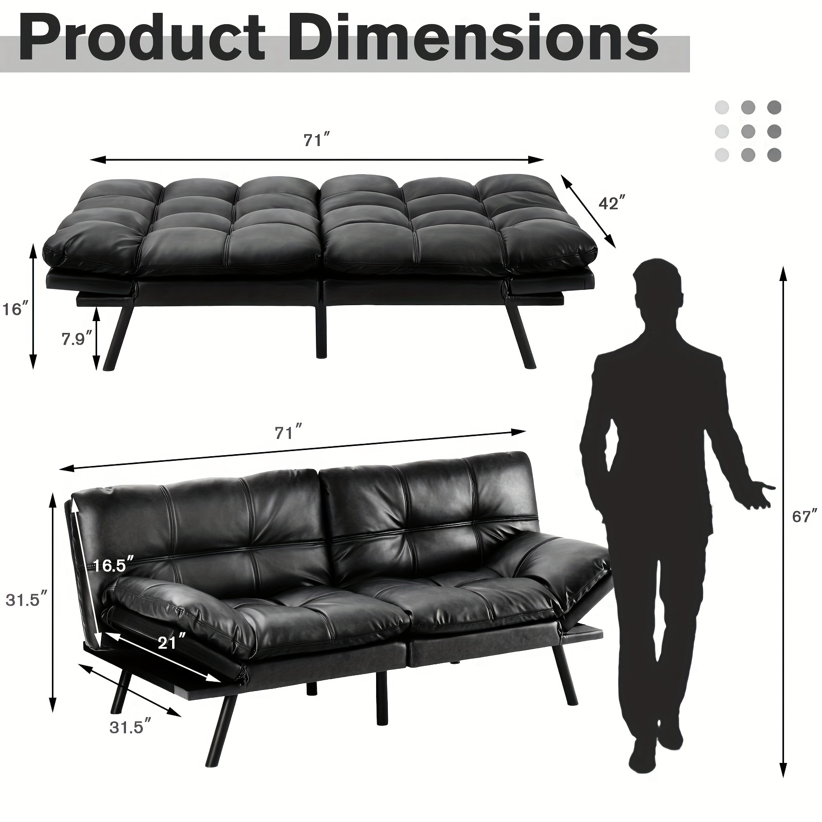 Futon Sofa Couch - Leather Futon Sofa Bed Sleeper, Full Size Futon ...
