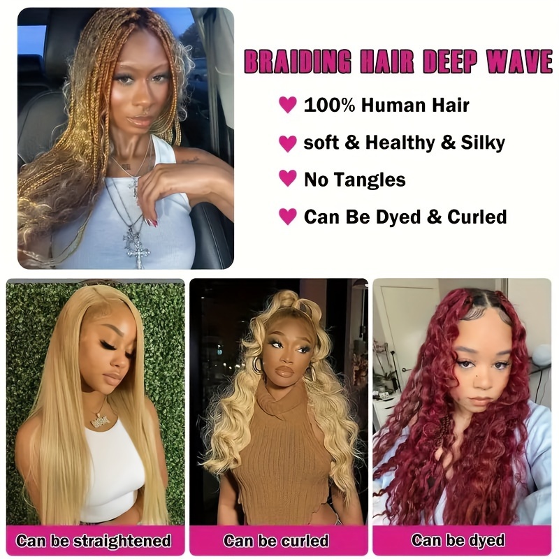 27 Human Braiding Hair Boho Braids Brown Bulk - Temu