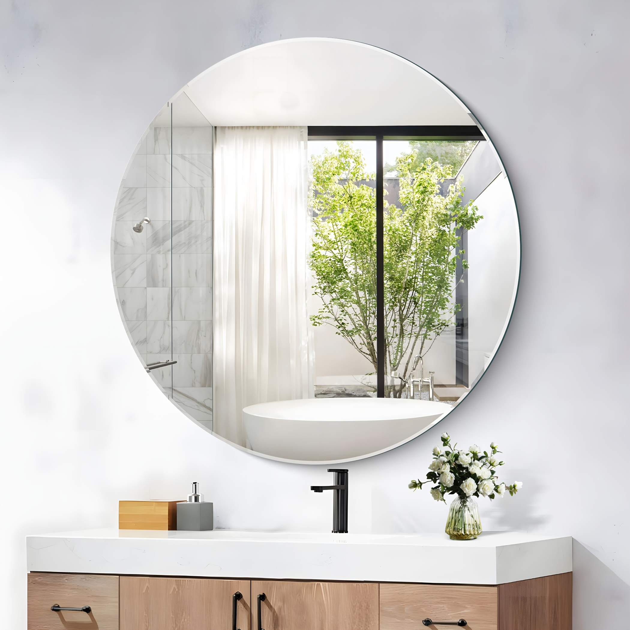round mirrors for bathroom sold on Temu United States