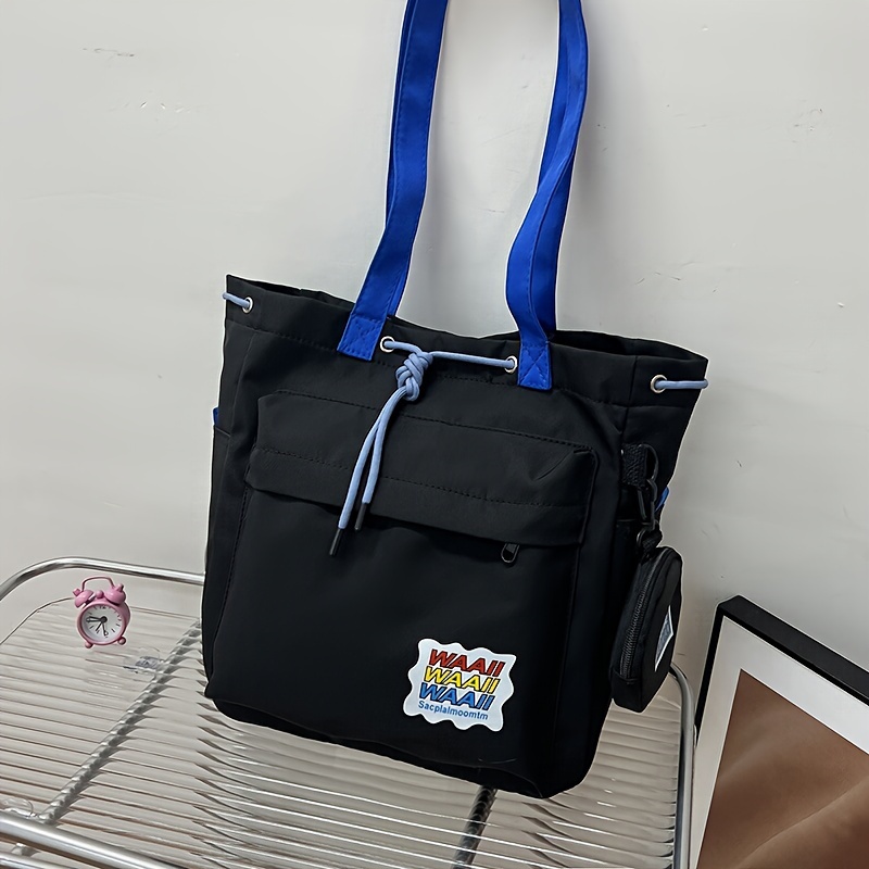 Casual Drawstring Shoulder Bag Large Capacity Tote Bag - Temu Australia