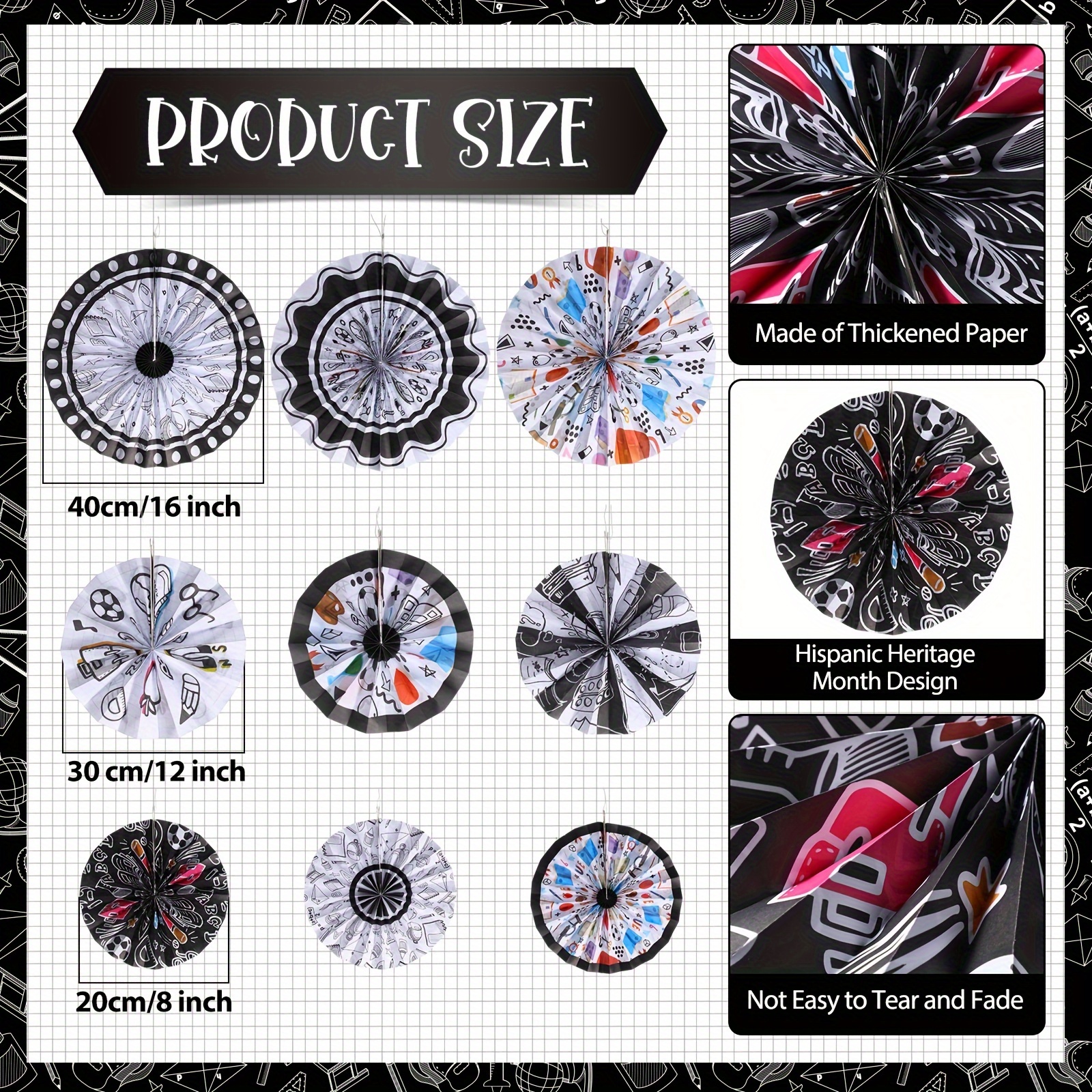 Hanging Paper Fans Classroom Decorations Themed Ceiling Wall - Temu