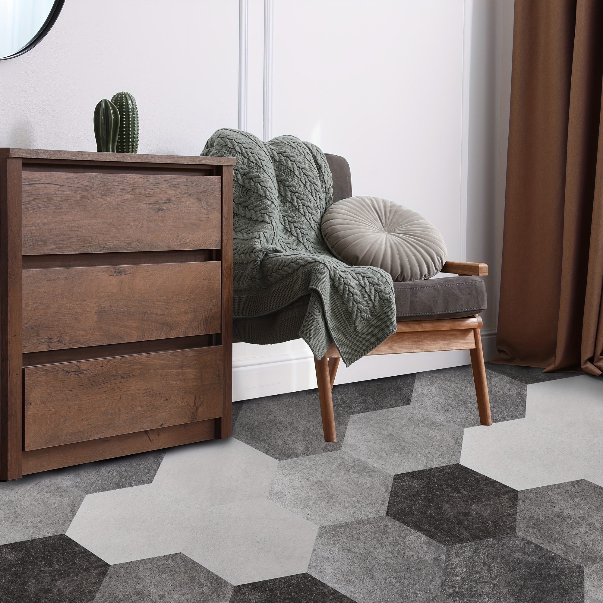 Marble Texture Pattern Hexagonal Floor Tiles Self adhesive - Temu New ...