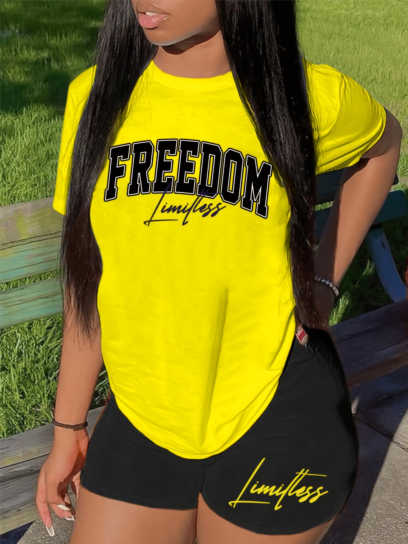 Conjunto Piezas Estampado Letras Camiseta Manga Corta - Temu Mexico