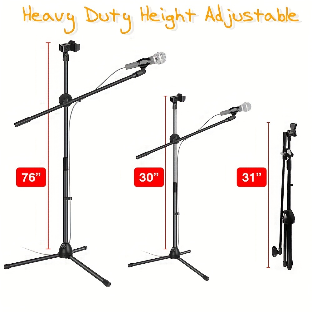 Tripod Mic Stand Pair Heavy Duty Height Adjustable Floor - Temu