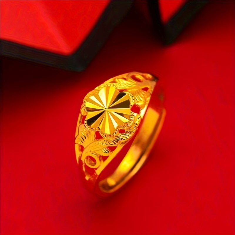 luxury elegant style golden color pattern ring women bride - Temu South ...
