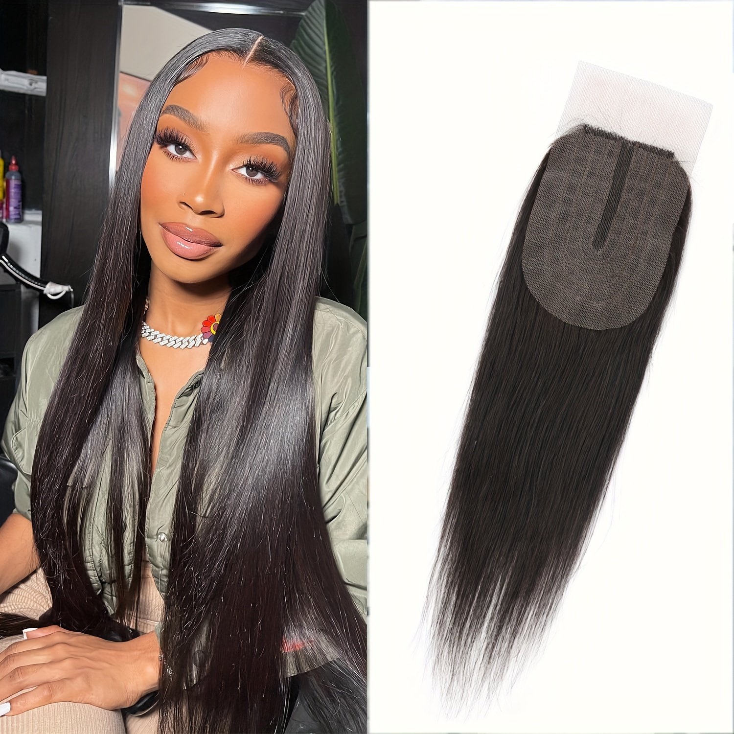 T Part 2x4 Human Hair Straight Lace Closure Brazilian - Temu Canada