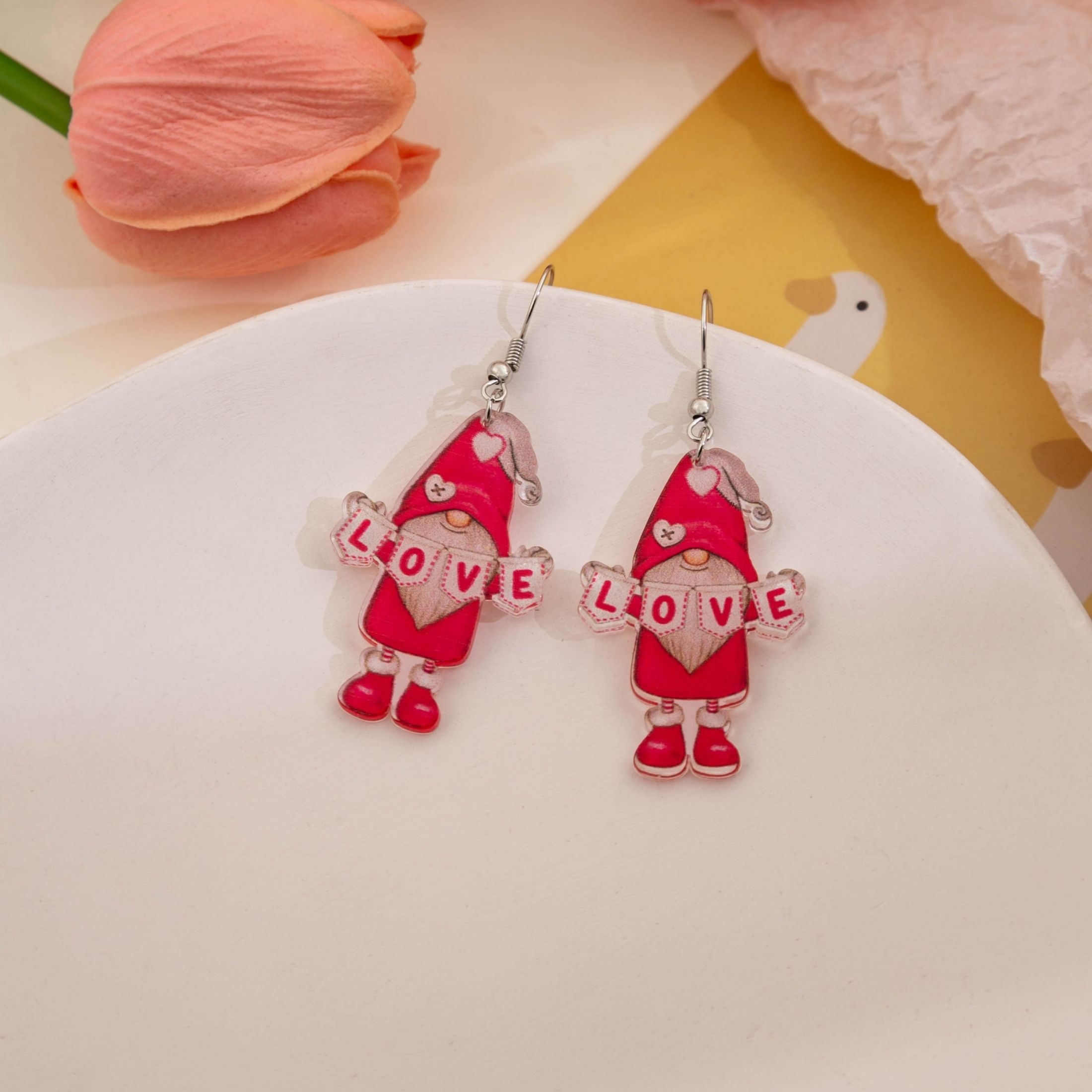 Cute Love Heart Dangle Earrings Funny Cartoon Acrylic Drop - Temu ...