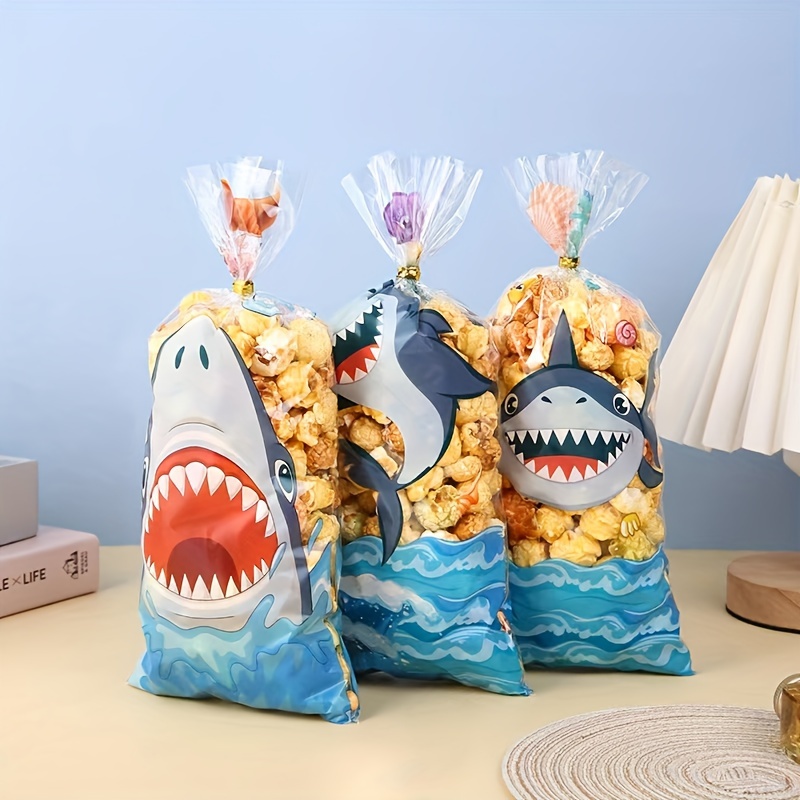 Cartoon Shark Printed Opp Flat Pocket Holiday Candy - Temu Australia
