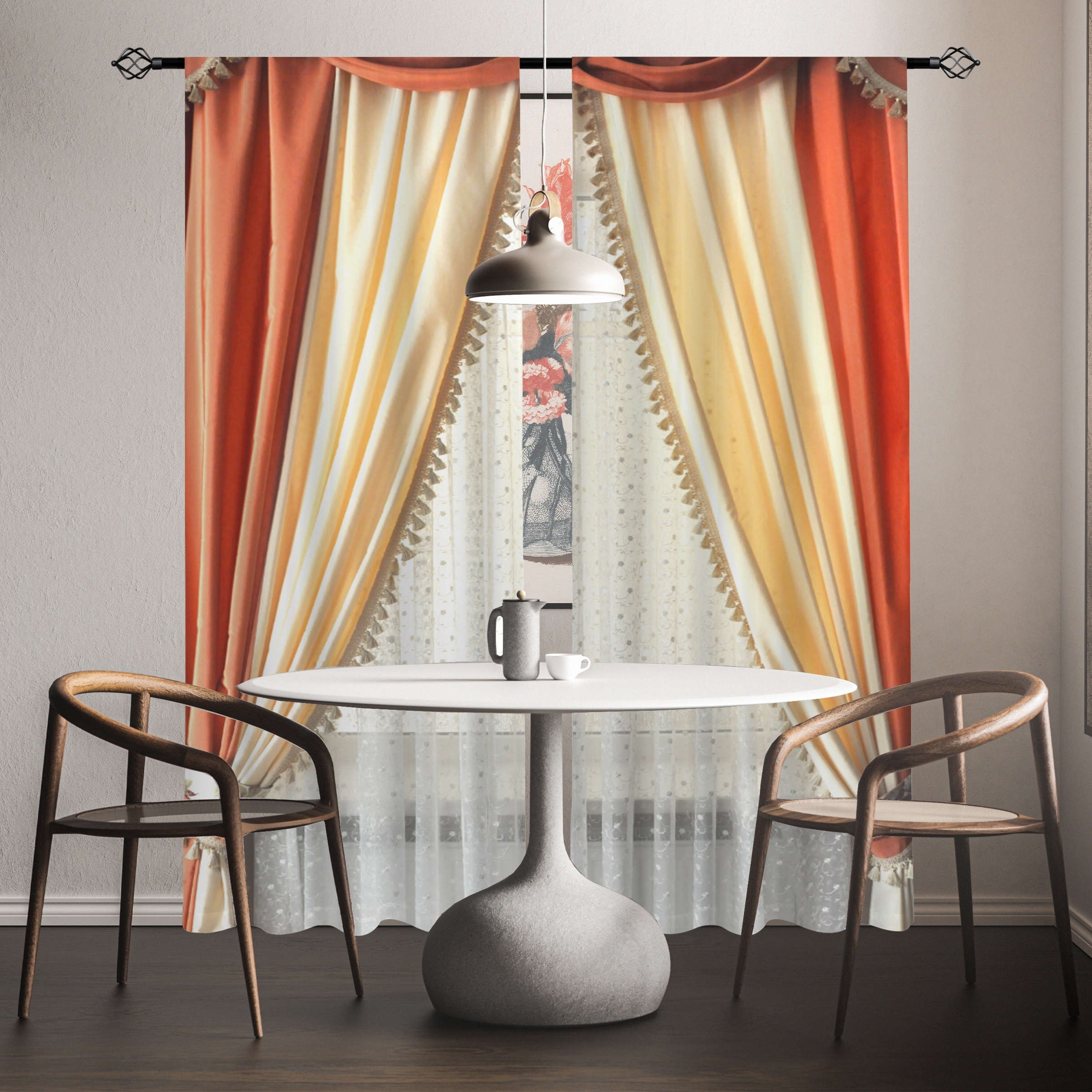 Printed Translucent Curtains Orange Yarn Curtain Multi scene - Temu ...