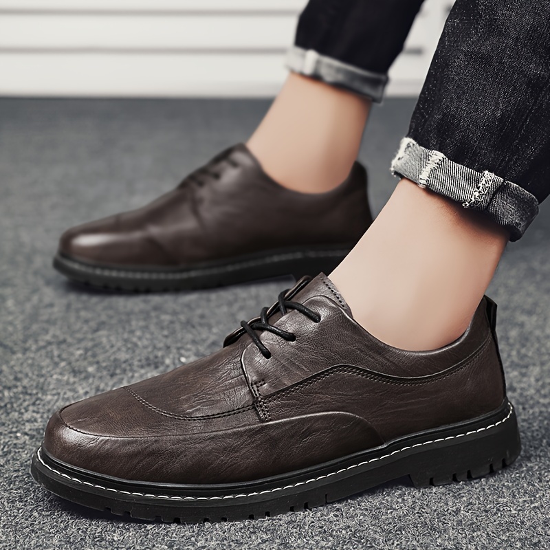 Mens Solid Semi Formal Shoes With Microfiber Leather Uppers Wear ...