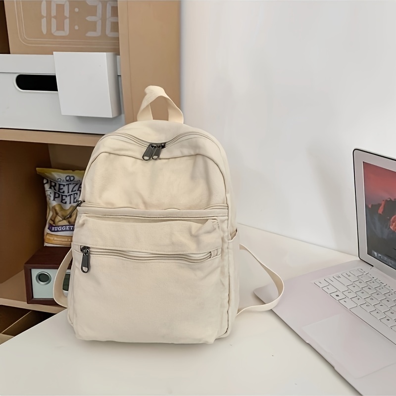 Minimalist Small Zipper Solid Color Backpack Versatile - Temu Canada