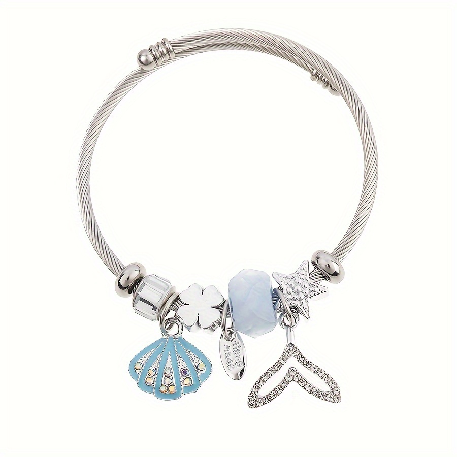 Fashion Cute Fish Tail Sea Shell Pendant Charm Bracelet - Temu Portugal