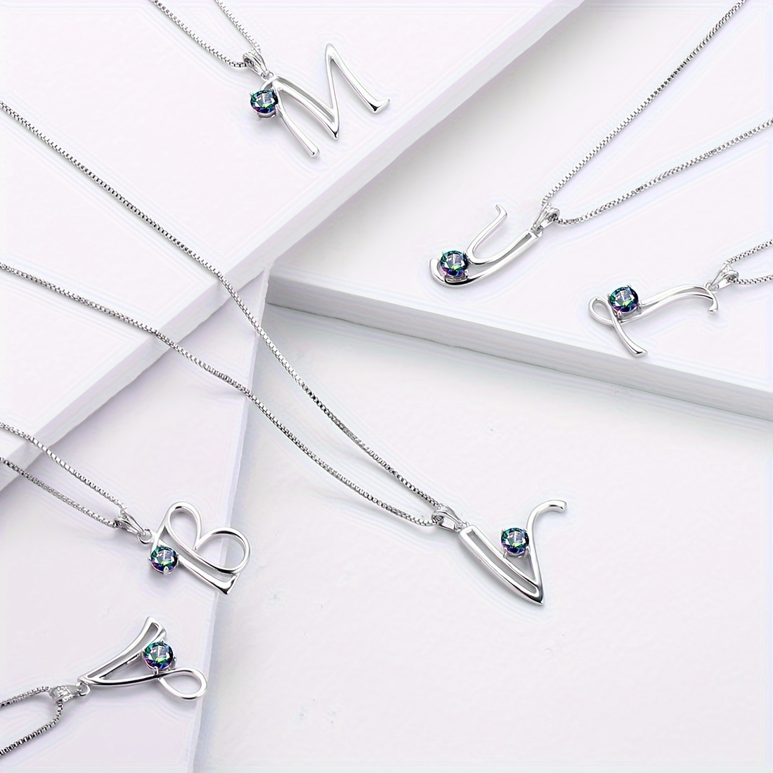 Letter A z Initial Necklace 925 Sterling Silver Alphabet - Temu