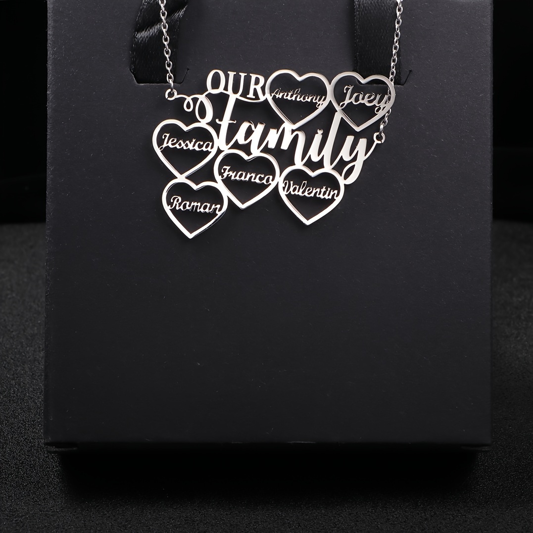 Customize Family Member Name Heart Necklace Adjustable Neck - Temu Canada
