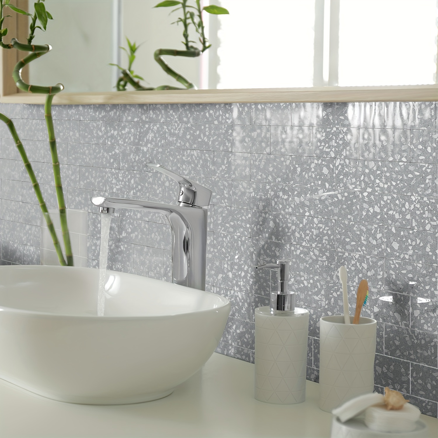 Classic Gray Terrazzo Vinyl Wall Tiles Peel Stick Self - Temu United ...
