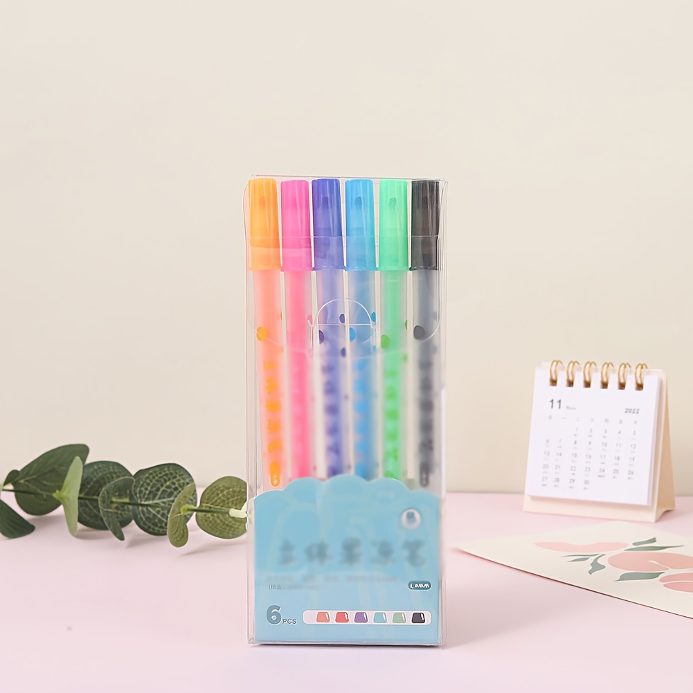6가지 색상의 3d 젤리 펜 6개 세트 저널링 노트 작성 그림 그리기 색칠하기용 젤 잉크 펜 마커 펜 3d 젤 마커 펜