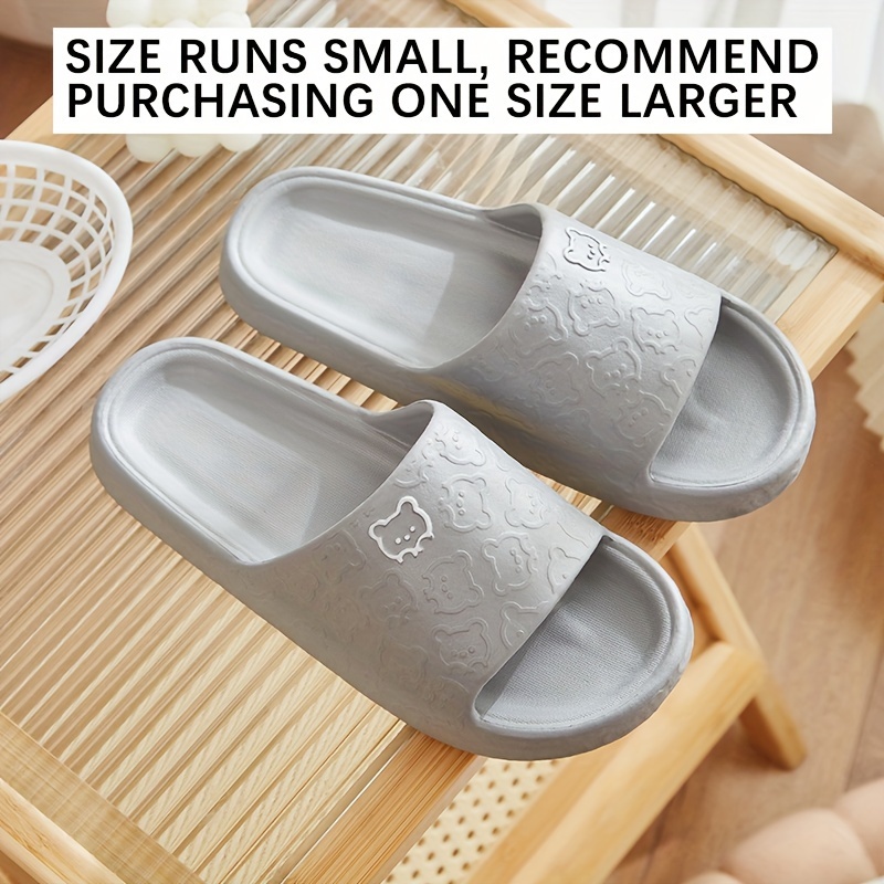 Mens Adorable Open Toe Breathable Bear Pattern Slippers Comfy Non Slip Soft Sole Casual Slides ...