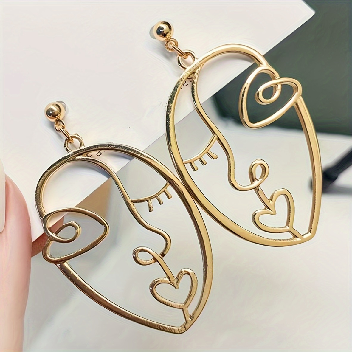 Dangle Earrings 14k Gold Plated Impressionist Face Design - Temu United ...