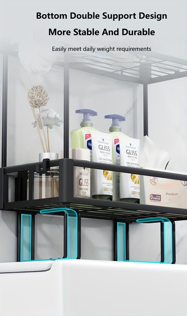 Black Cast Iron Bathroom Organizer 2 tier toilet Storage - Temu