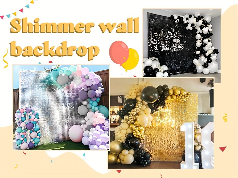 24 Panels Hot Pink Sequin Wall Backdropiridescent Shimmer - Temu