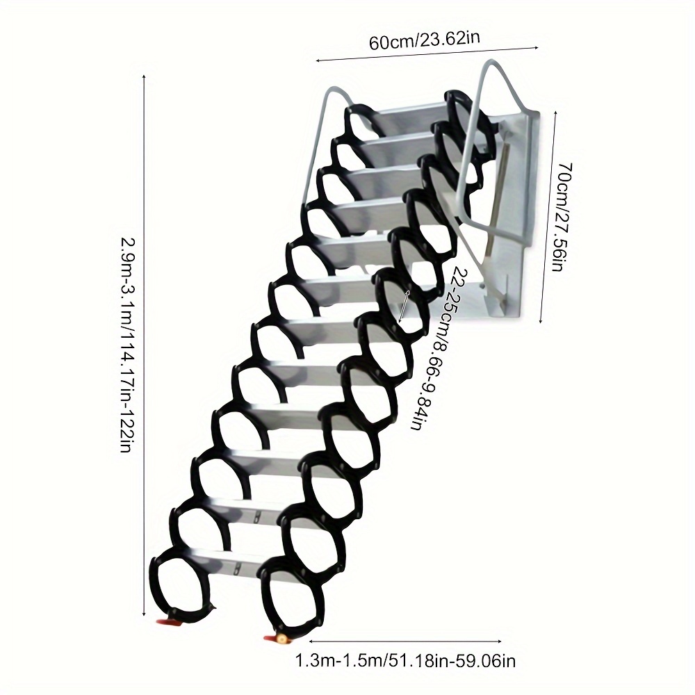 Wall Mounted Folding Ladder Loft Stairs White Attic Steps - Temu