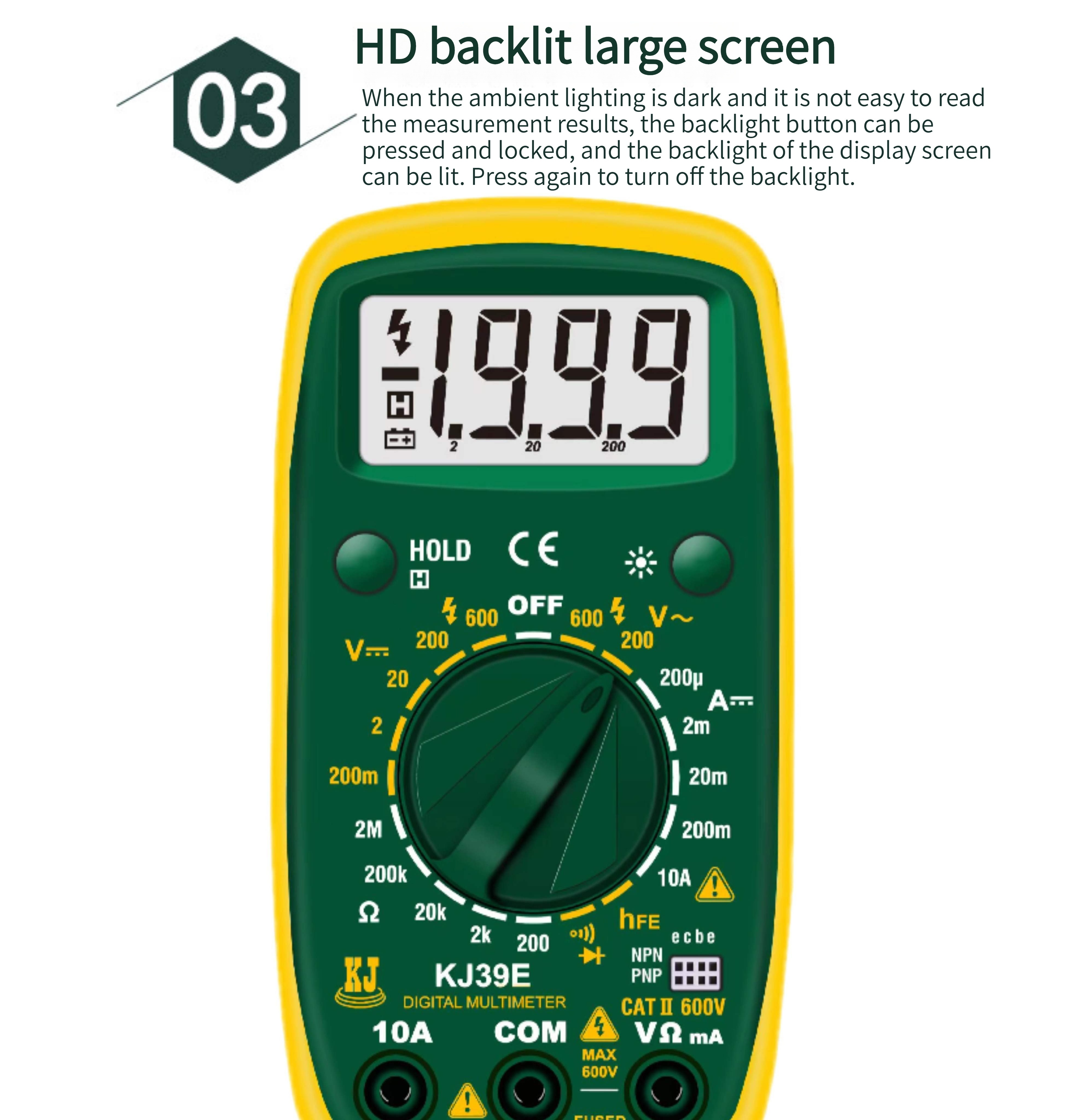 Kj Digital Multimeter Magnetic Bracket Backlight Battery - Temu United ...