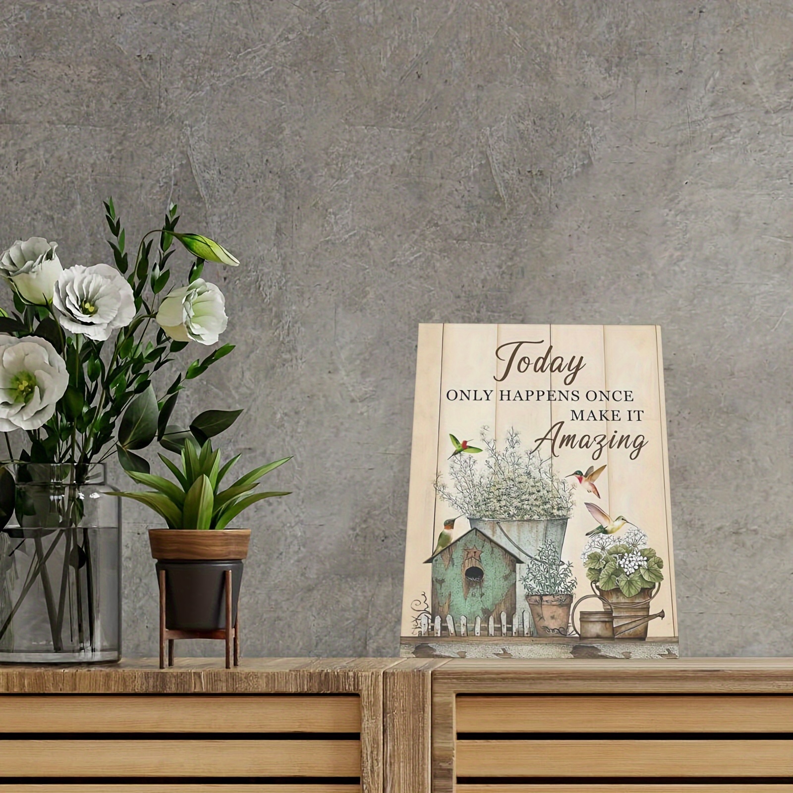 Tableau Mural En Toile Fleurs Colibris Décoration Rustique - Temu Canada