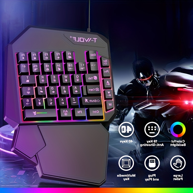 one hand gaming keyboard sold on Temu United States