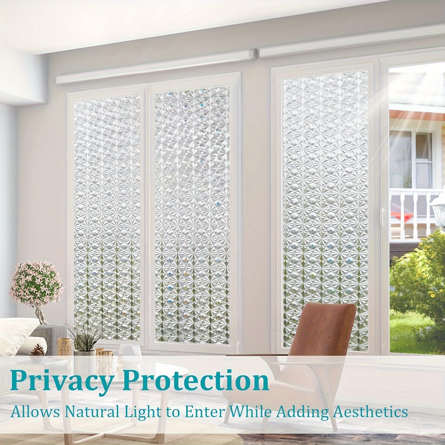 Contemporary Diamond Prism Window Film Pvc Privacy Static - Temu