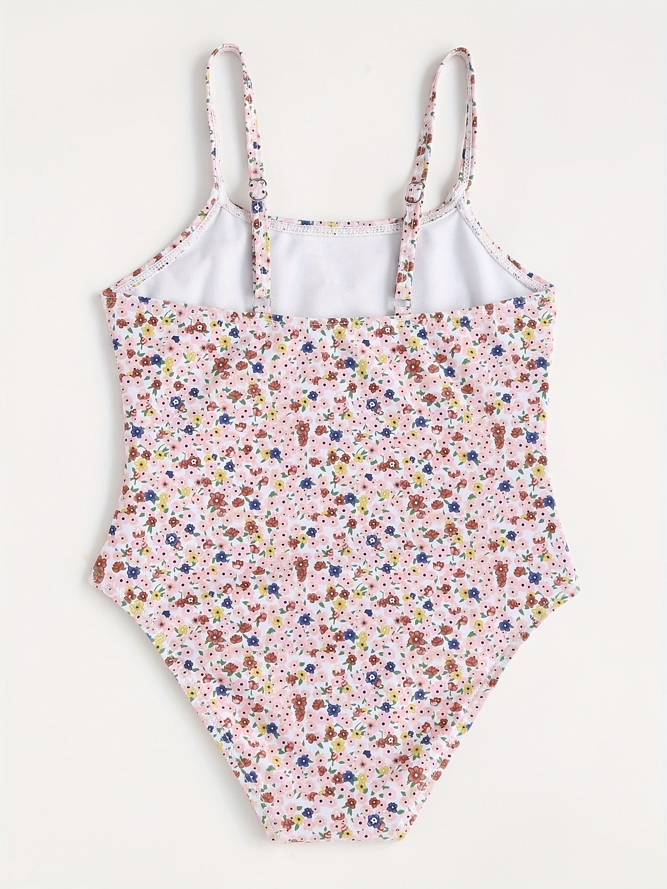 Girl's Floral 1-piece Bathing Suit High Waist Stretch Cami Swimsuit ...