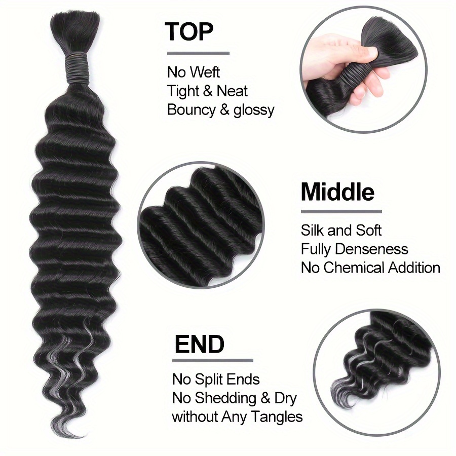 Human Braiding Hair Boho Braids 2 Bundles Deep Wave Bulk - Temu