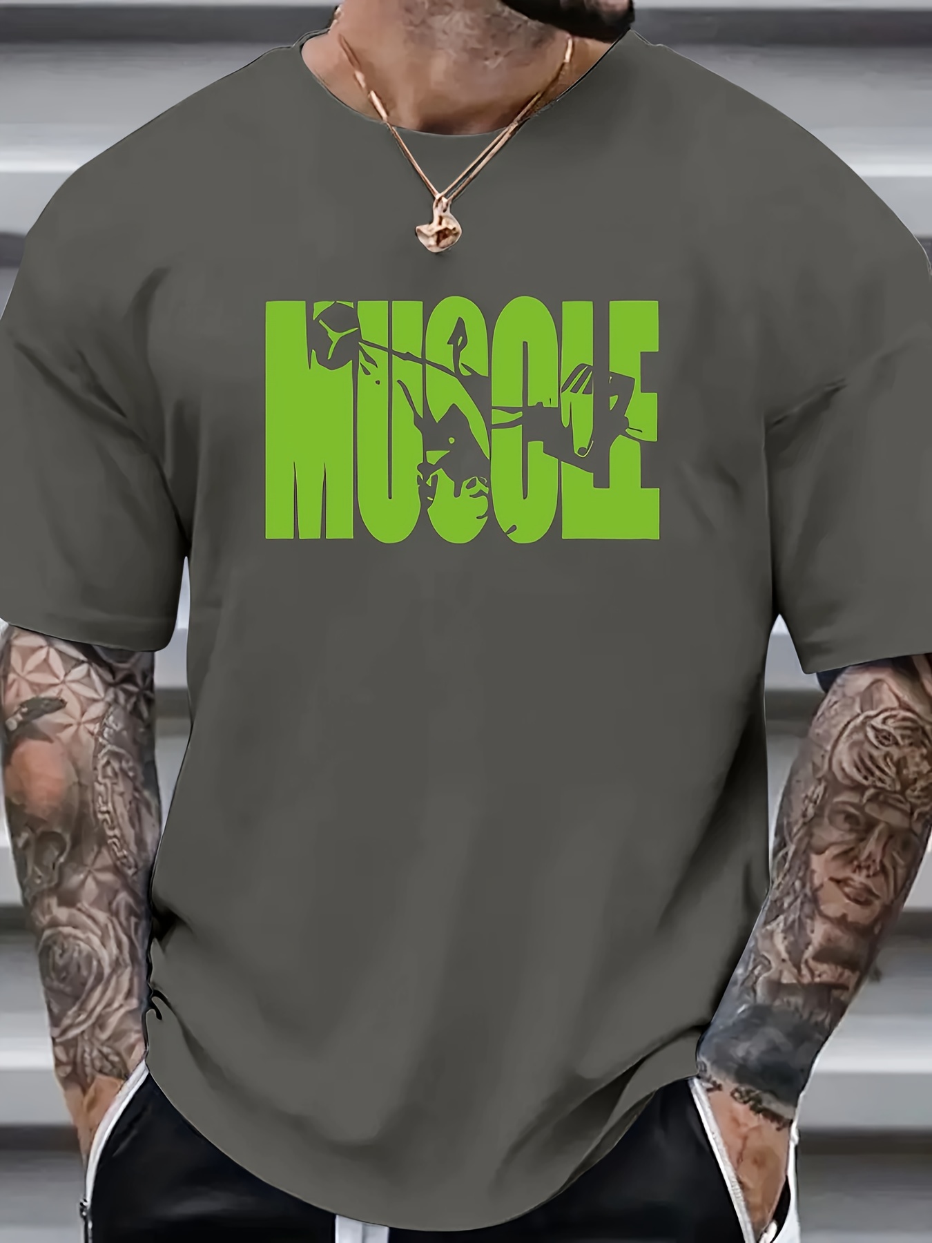 Plus Size Clothing Muscle Letter Print Men's Casual Tee - Temu Ireland