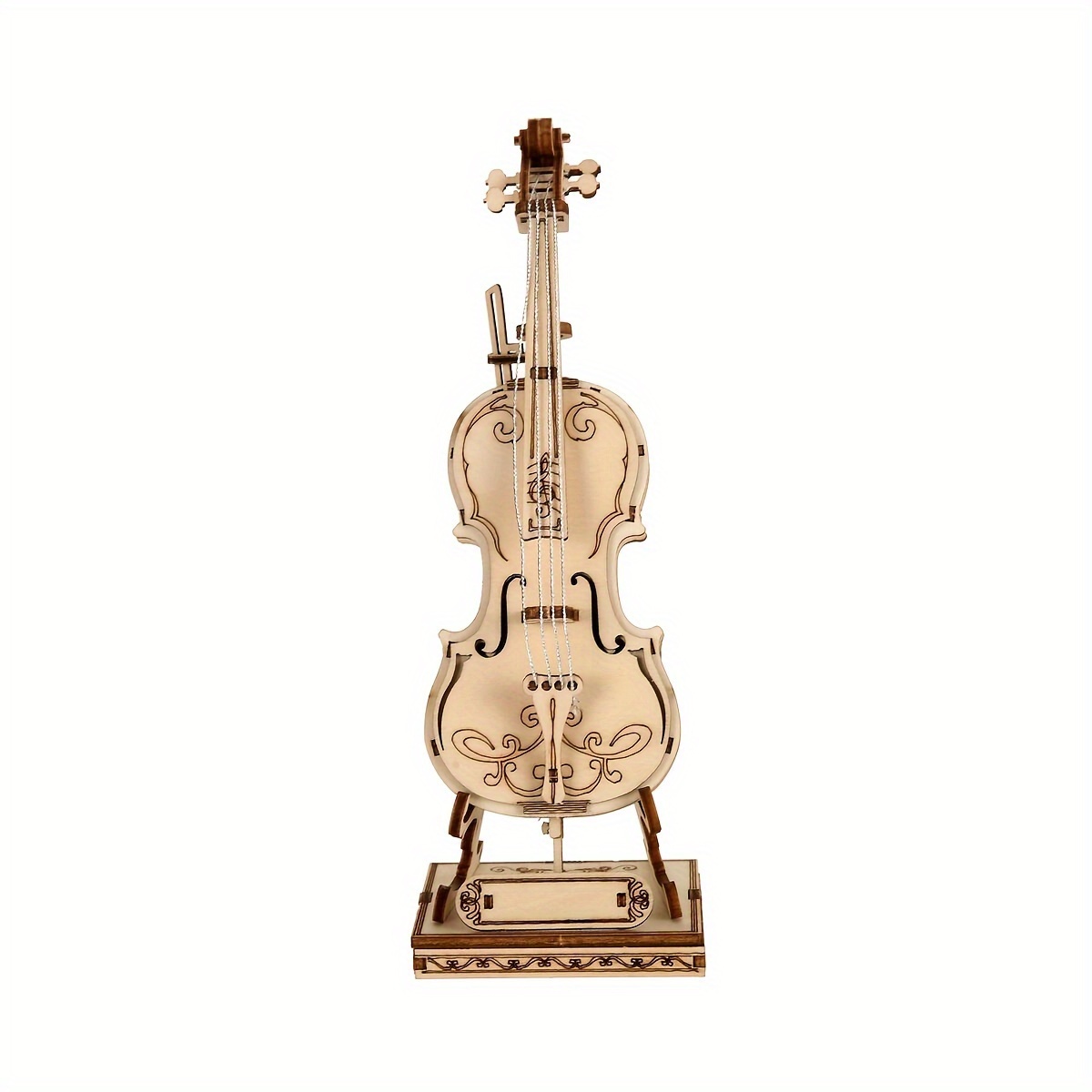 3d Wooden Puzzle Diy Violin Model Ornament Diy Laser Cut - Temu